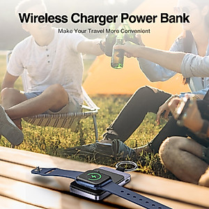 Pddosi Portable Charger for Apple Watch, 1500mAh iWatch Charger Travel, Magnetic Portable Watch Charger Keychain, Portable Wireless Charger for iWatch Series 10/9/8/7/6/5/4/3/2/SE/Ultra (Black)