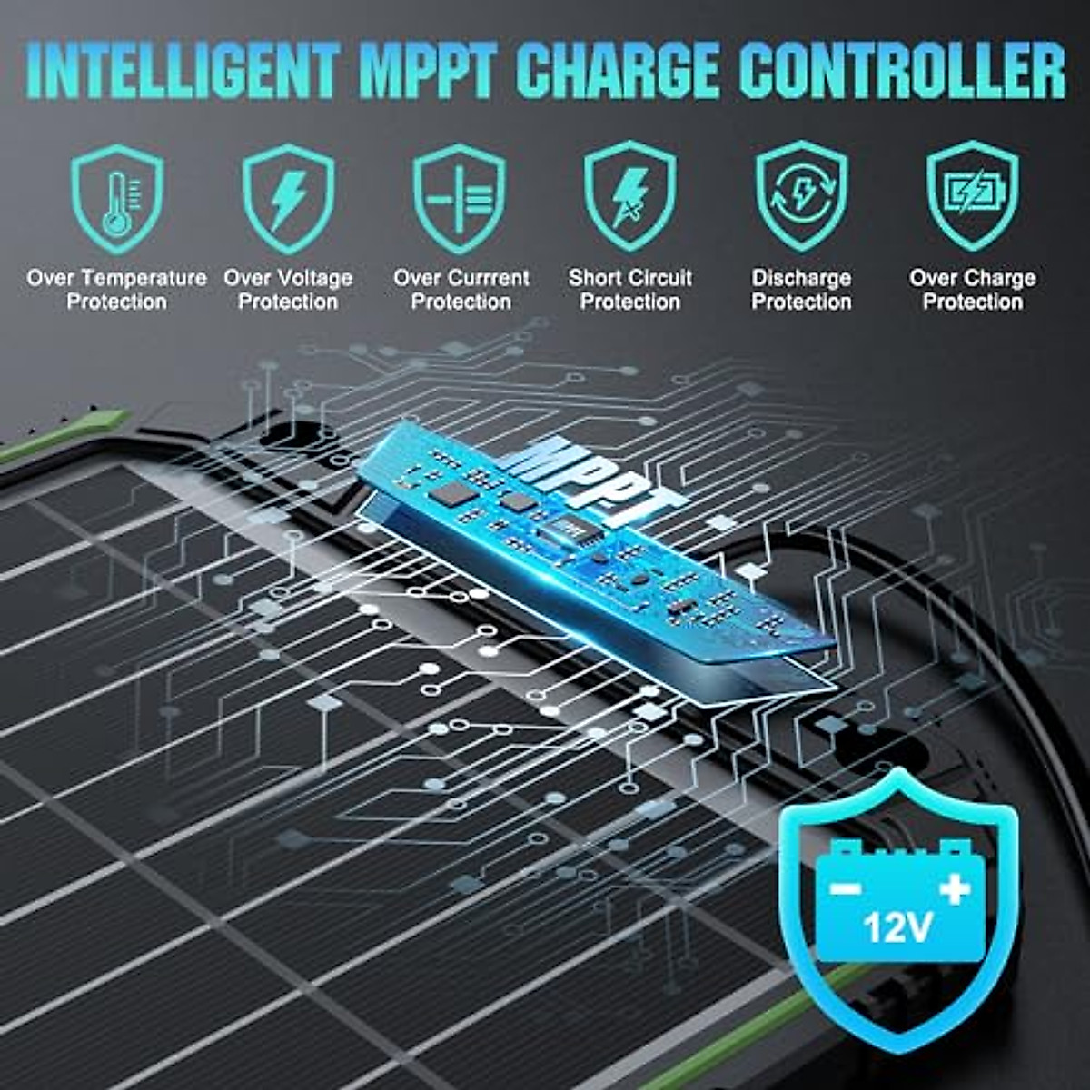 Sun Energise 13W 12V Solar Battery Charger Maintainer PRO, Built-in Smart MPPT Charge Controller, Waterproof 12 Volt Solar Panel Trickle Charging Kits for Car Auto Boat RV Marine Trailer Camper