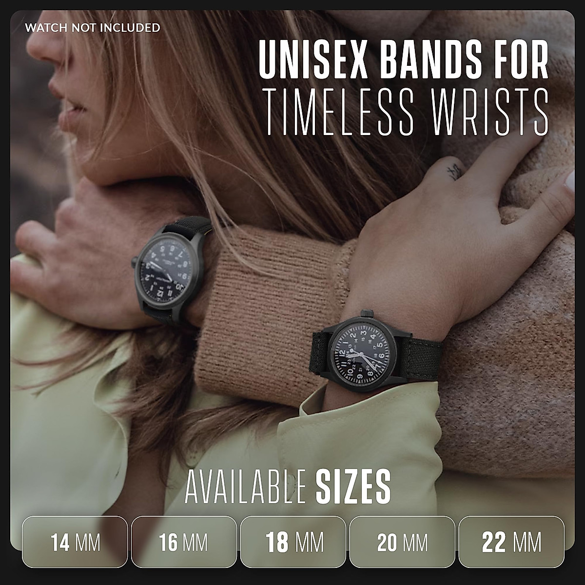 STUNNING SELECTION Alpine CORDURA fabric top and water resistant leather lining watch strap with Quick Release Spring Bars - Olive Green 22 mm