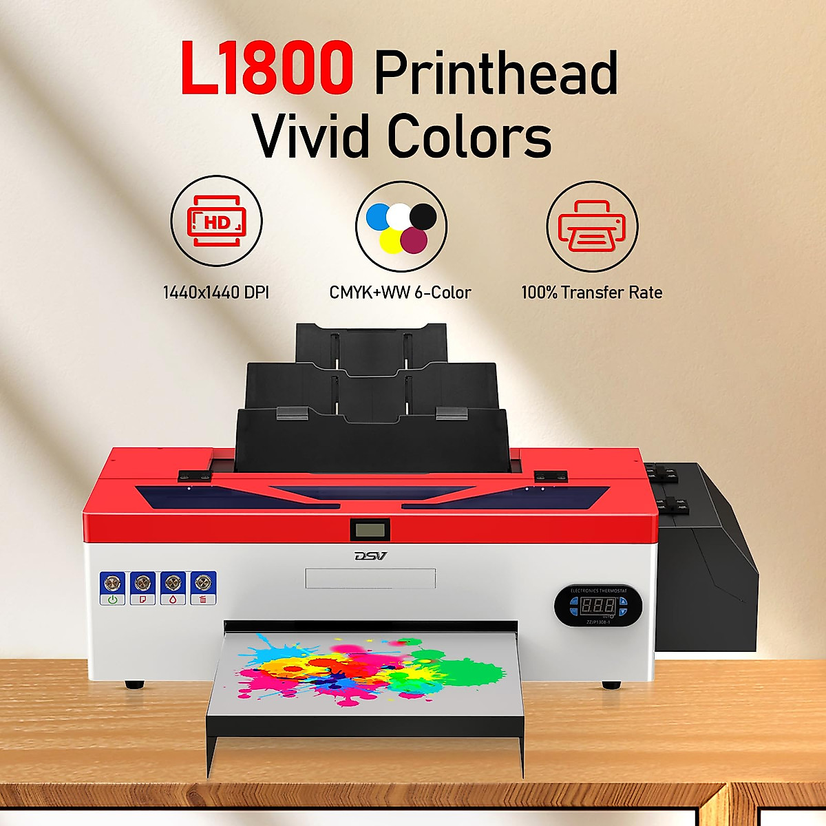 DSV DTF Printer A3 L1800 Transfer Printer Machine Built-in White Ink Circulation System for DIY Print Dark and Light Fabrics (DTF Printer +Oven)