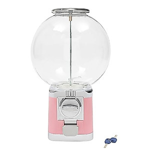 Gdrasuya10 Vending Machine, 18.11" Big Bubble Gumball Machine Lockable Candy Gumball Dispenser Machine Large Capacity Toy Vending Machine for 1.26inch Ball, Candy or $1 Coins, Pink