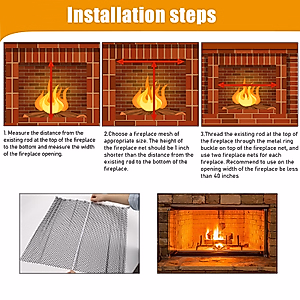 2 Pack Fireplace Mesh Screen Curtain,22”x24” Spark Guard Chain for Hearth,Metal Fireplace Replacement Black Hanging Mesh Curtain Screens for Home Wood Burning Fireplace