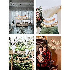 Mandala Crafts Happy Anniversary Banner Burlap Garland - Happy Wedding Anniversary Banner - Happy Anniversary Decorations for Party