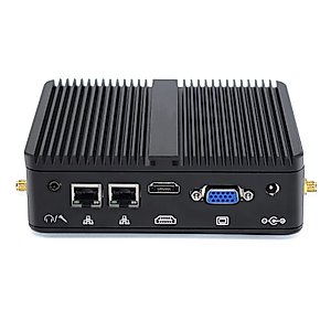 Fanless Mini PC Windows 11 pro, Celeron J4125, 4GB DDR4 RAM 256GB SSD, HD-MI, VGA, 4K Output, 2 RJ45 LAN, USB3.0, 2xRS232 COM, Dual Band WiFi AC, BT, Small Form Factor Computer, Auto Power On