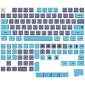 133 Keys PBT XDA Profile Keycaps Dye Sublimation Custom Keycap Set for Cherry MX Switches Mechanical Keyboard(Blue Cat)