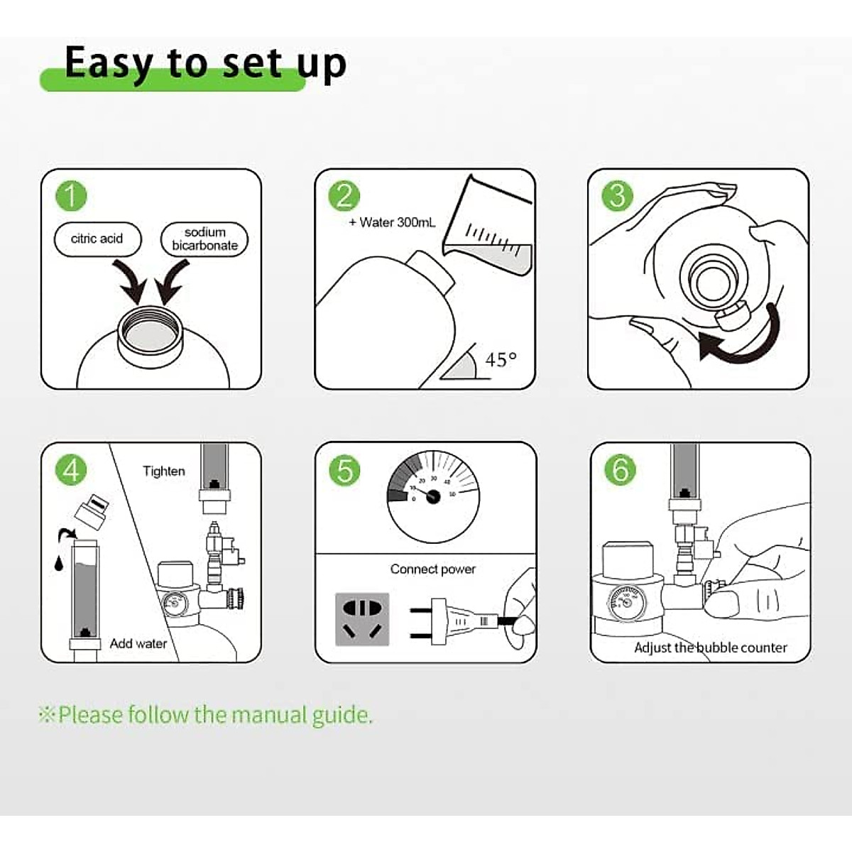 Fzone 2.5 L Aquarium CO2 Generator System Carbon Dioxide Reactor Kit with Regulator and Needle Valve for Aquarium Plants Tanks