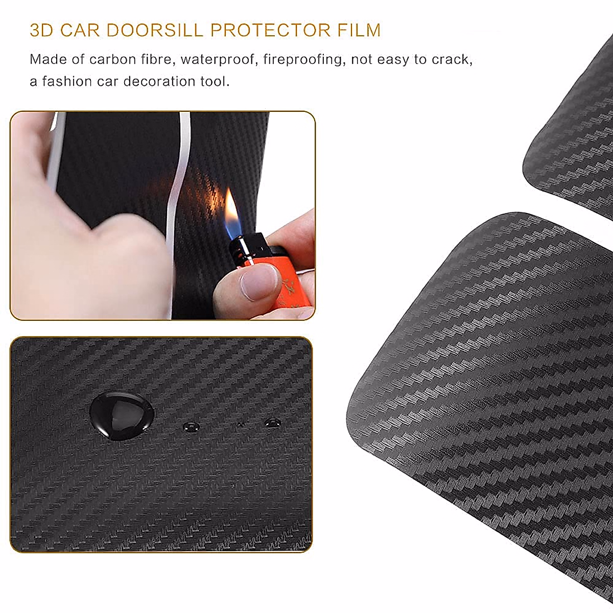 4Pcs/Set,Car Door Sill Plate Protectors,Carbon Fibre Vinyl Reflective Car Door Sill Decoration Scuff Plate for SR5 Off Road Racing Development Compatible with Tundra Tacoma 4 Runner Land FJ Cruiser
