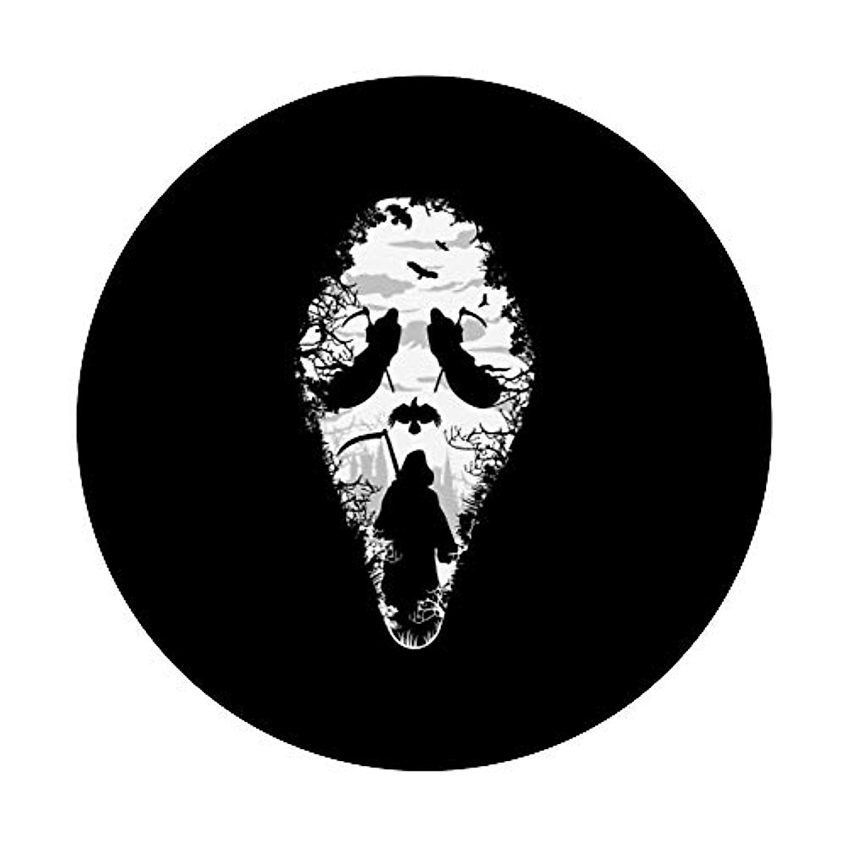 Grim Reaper Face Halloween Horror Trick Or Treat Scary Gift PopSockets Swappable PopGrip