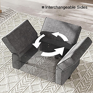 Belffin Modular Sofa Bed Sectional Sleeper Sofa Convertible Sectional Couch Bed Set Reversible Chaise Dark Grey