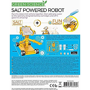 4M Toysmith, Green Science Salt Water Powered Robot Kit, STEAM Powered Kids, Beach Toy, For Boys & Girls 5+