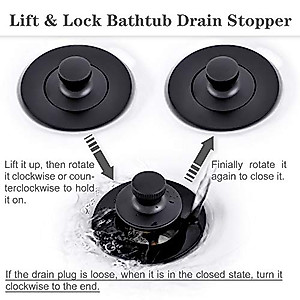 HANEBATH Brass Tub Drain Kit with Two-Hole Bathtub Overflow Cover, Matte Black