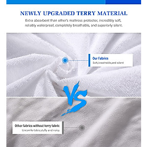 2 Pack Twin XL Mattress Protector,Mattress Cover Noiseless Waterproof Soft Breathable Cotton Terry for Pets Kids Adults 39" x 80" White