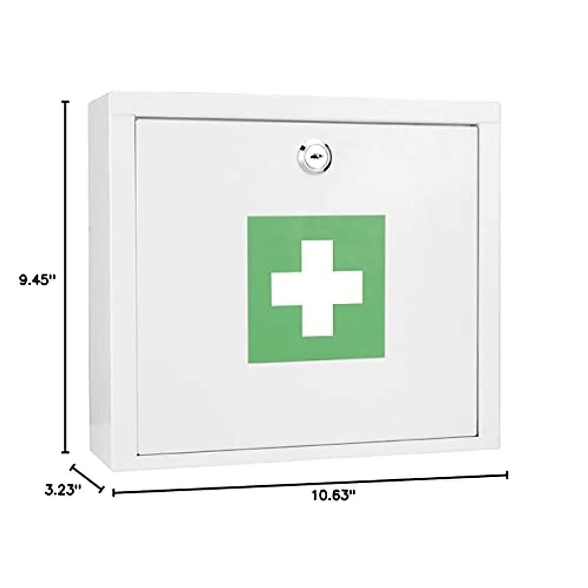 Barska Key Lock Wall Mount Small Security Magnet Erase Pad, Shelf, Stickers Medical Cabinet, White