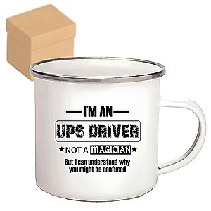 Novelty Gift Humorous Boss Gift, Ideal For Coworkers On Secretaries' Day - I'm An Driver Not A Magician Quote On 12oz Enamel Silver Mug