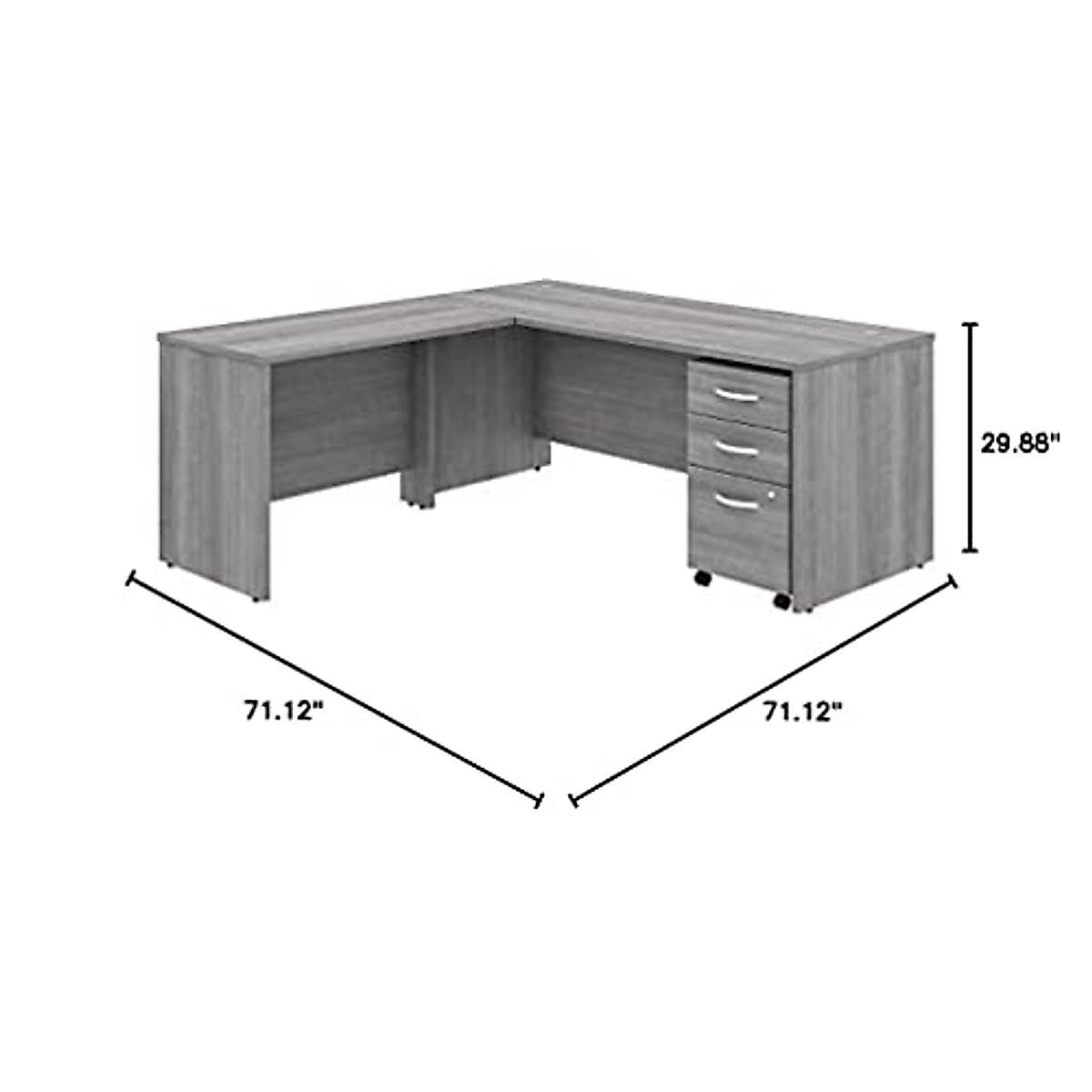Bush Business Furniture Studio C Collection Desk, Return, Hutch and 3 DWR Mobile Pedestal, Platinum Gray