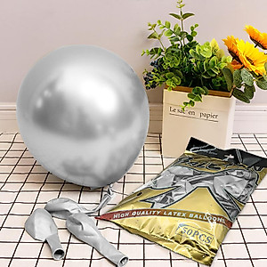 oditton Silver Balloons, 50PCS Birthday Balloons, Radiant Finish Balloons, 12inch(30cm) 100% Latex Helium Balloons, Exciting Party Graduation Baby Shower Wedding Holiday Balloon Decoration