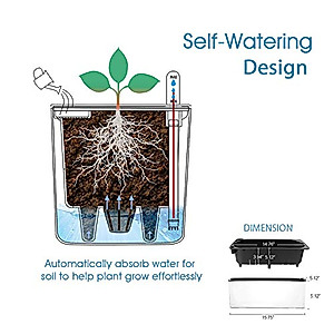 GrowLED Self Watering Planter Pots Window Box Indoor Home Garden Modern Decorative Planter Pot for All Indoor Plants, White(15.8"x5.2"x5.2")