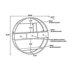 Riverbay Furniture Round Metal and Wood Wall Shelf in Black and Brown