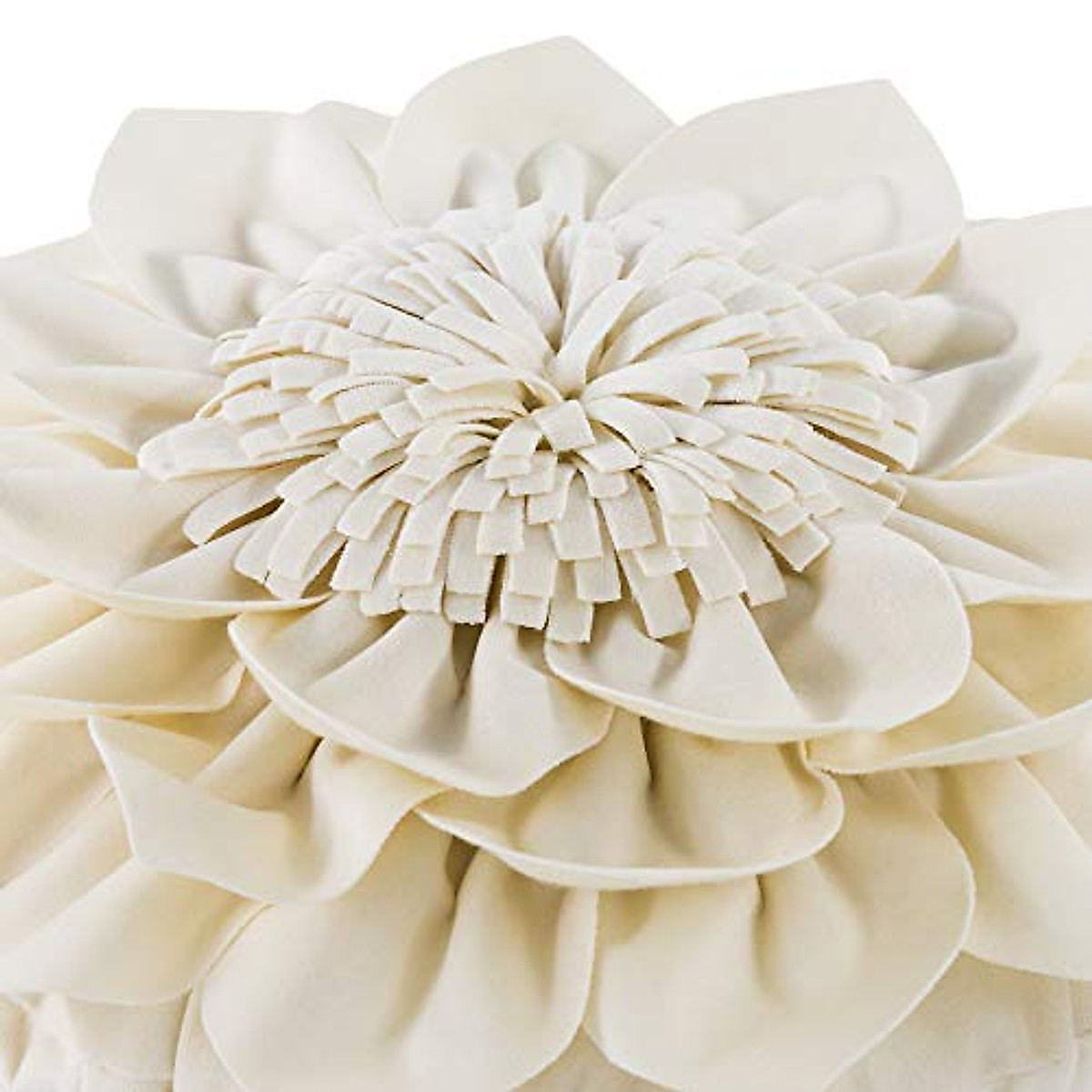 OiseauVoler Decorative Throw Pillow 3D Flower Round Pillow Accent Handmade Cushion with Insert for Couch Bed Home Decor 12 Inch Cream White