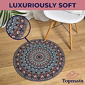TopMats Round Area Rug - Modern Premium Indoor and Outdoor Durable Round Rug for Kitchen, Bedroom, Bathroom, Living Room, or Fireplace. Non-Skid, Washable, and Easy to Clean - 24in (Stainglass)