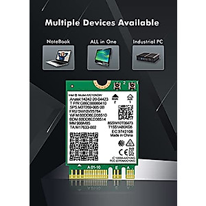 WiFi 6E Wireless Card Intel AX210 NGW Bluetooth 5.3 Tri-Band 5400Mbps Network Adapter for Laptop Support Windows 10/11 (64bit) M.2/NGFF