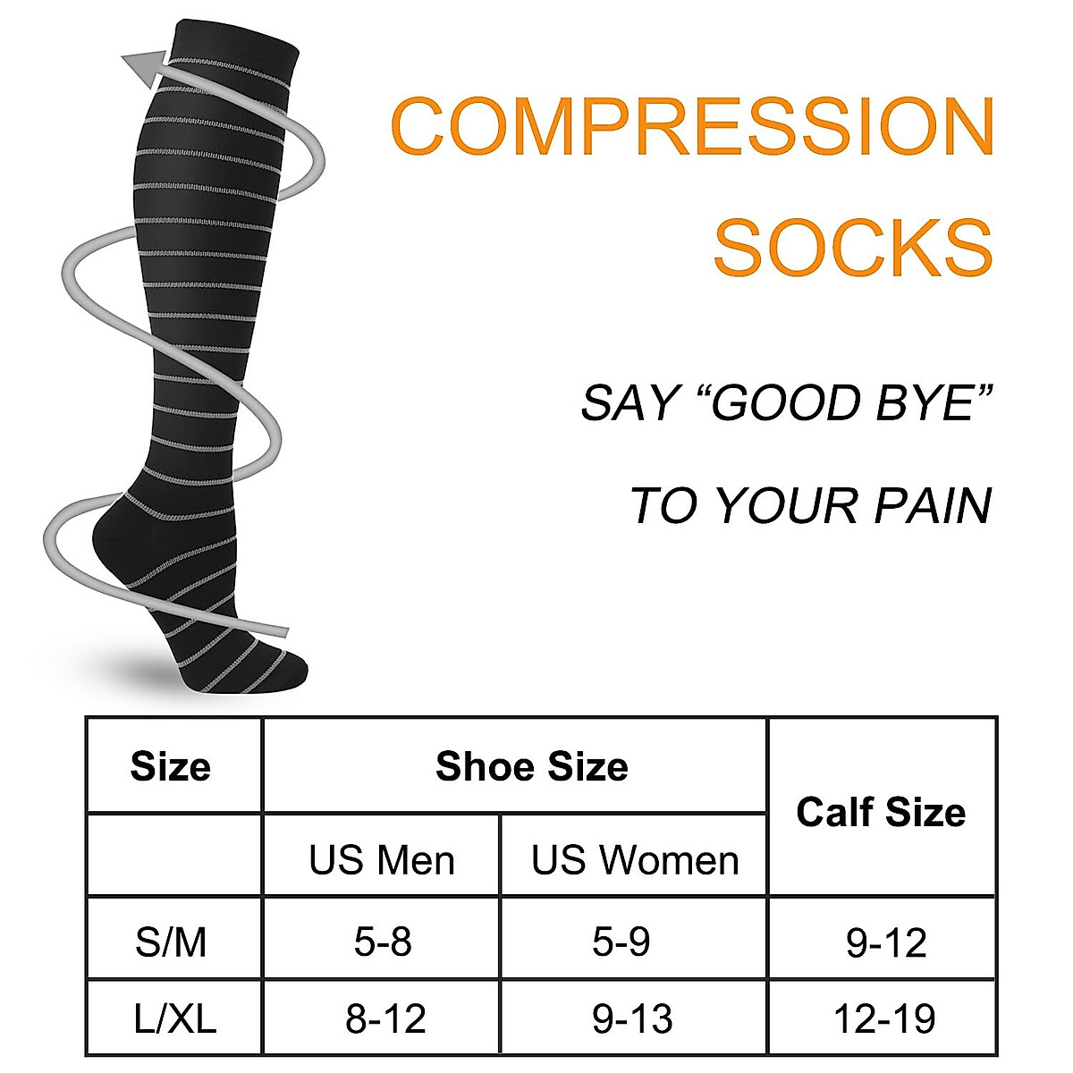 Double Couple 6 Pairs Compression Socks Women Men 20-30 mmHg Knee High Compression Stockings for Athletic Flight Travel Nurses Pregnancy