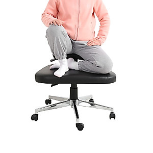 Meditation Chair for Adults Height Adjustable Tilt Angle, Ergonomic Kneeling Chair with Wheels, Criss Cross Legged Chair for Office and Home(Black)