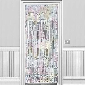 Amscan Party Friendly Foil Metallic Curtain Decoration (1 Piece), Iridescent, 8' x 3'