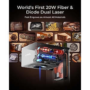 xTool F1 Ultra 20W Fiber & Diode Dual Laser Engraver, 10000mm/s Ultra Fast Laser Engraver and Cutter Machine for Jewelry, Metal, Wood, with Smart Camera, Auto Streamline, 3D Engraving Machine