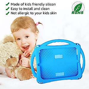 TopEsct Kids case for iPad 2nd/3rd/4th Generation, Comes with Tempered Glass Screen Protector and Strap (Blue)