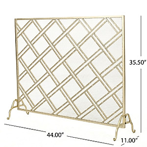 Christopher Knight Home Josette Single Panel Iron Fireplace Screen, Gold