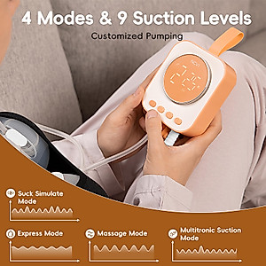 NCVI Hands Free Wearable Breast Pump 8123, Portable Double Electric Pump, 4 Modes 9 Levels, Combined with Strong Motor and Wearable Cups, 21/24/28mm, Breastfeeding Pump with Lightweight, Low Noise