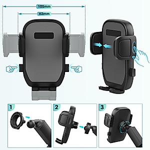 Cup Holder Phone Mount for Car with Expandable Base, 2-1 Universal Multi Cup Phone Holder Expander with Rubber for Drink Bottles, Mugs and Phone Fits All Cellphone