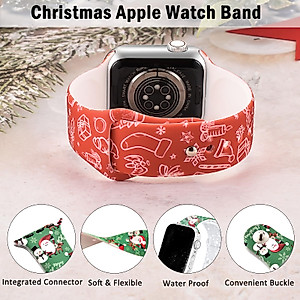 2 Pack Christmas Band Compatible with iWatch SE Series 10 9 8 7 6 5 4 3 2 1 Women Men Apple Watch Bands 46mm 45mm 44mm 42mm(Series 3), Xmas Holiday Adjustable Silicone Strap