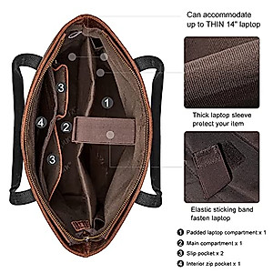 S-ZONE Women Vintage Genuine Leather Tote Bag Shoulder Purse Handbag Two Tone with a Luggage Sleeve