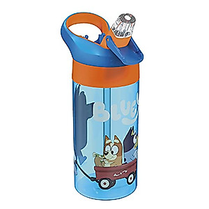 Zak Designs 17.5 oz Riverside Bluey Kids Water Bottle with Straw and Built in Carrying Loop Made of Durable Plastic, Leak-Proof Design for Travel, 2PK Set