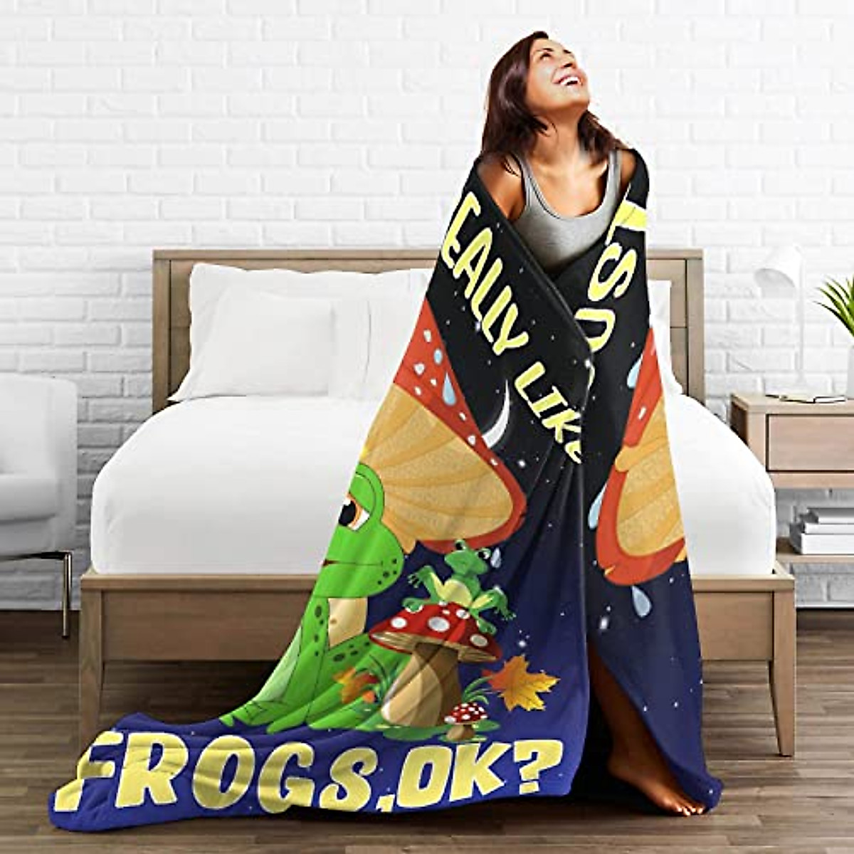 Frog Blanket I Just Really Like Frogs Soft Plush Warm Flannel Throw Blanket Frog Gifts for Girls Women Cozy Fluffy Fleece Blanket Quilt Decor for Sofa Bed Couch 30x40in Extra Small for Pets
