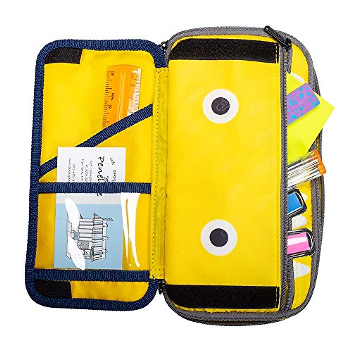 Case it PLP-120-ME Monster Eye Zipper Pencil Case with External Organizer and Grommets, 2 x 4 x 8.3 Inches, Red