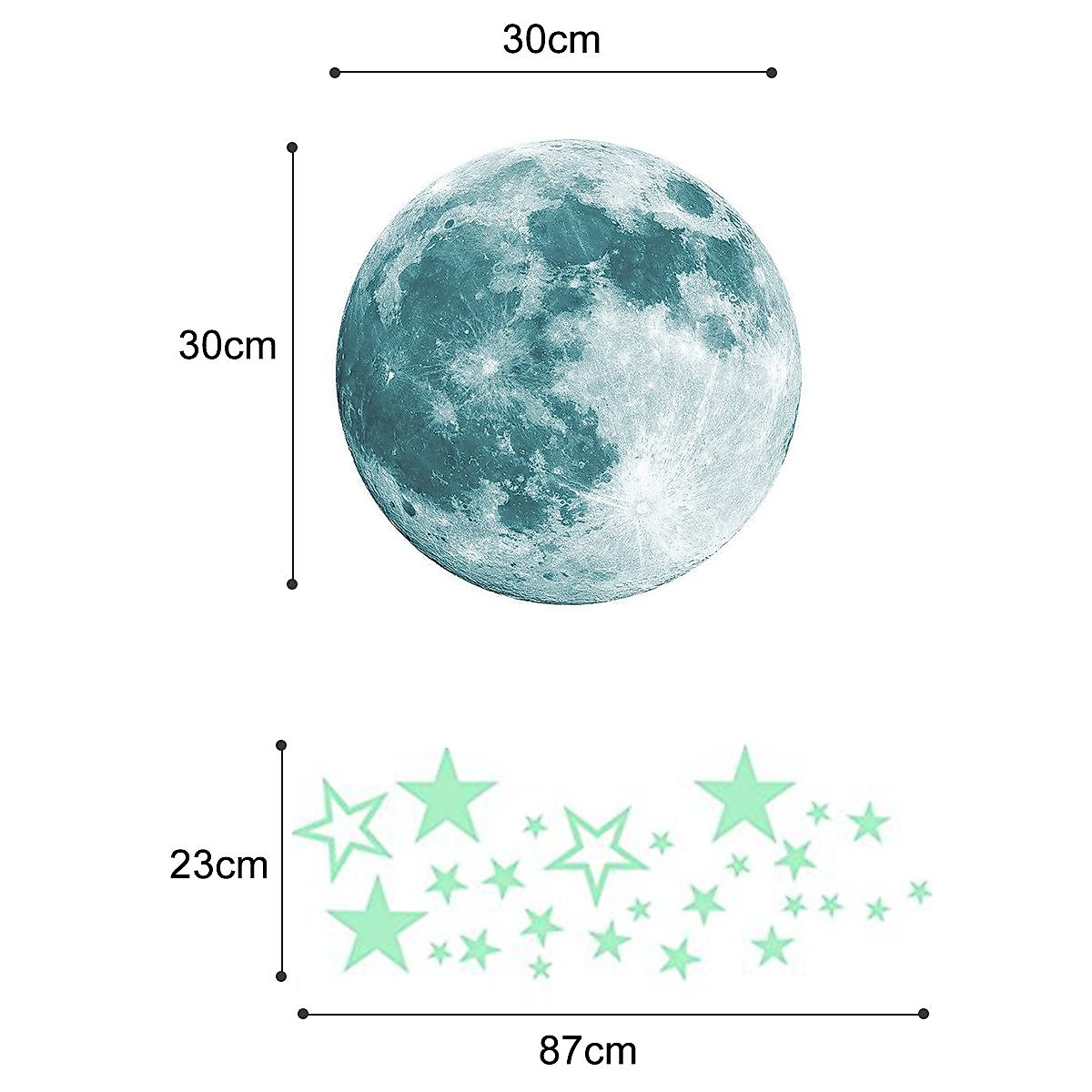 Marsway Kids Removable Moon Stars Glow in The Dark Sticker Night Luminous Room Wall Decal Stickers