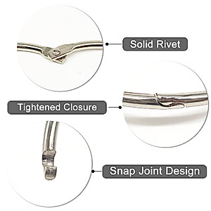 OWLKELA Binder Rings 50 Pcs, Assorted Sizes, Nickel Plated, Loose Leaf Binder Ring, Rings for Flash Cards, Index Card Rings, Book Rings, Ring Hooks, Paper Rings for School, Home or Office