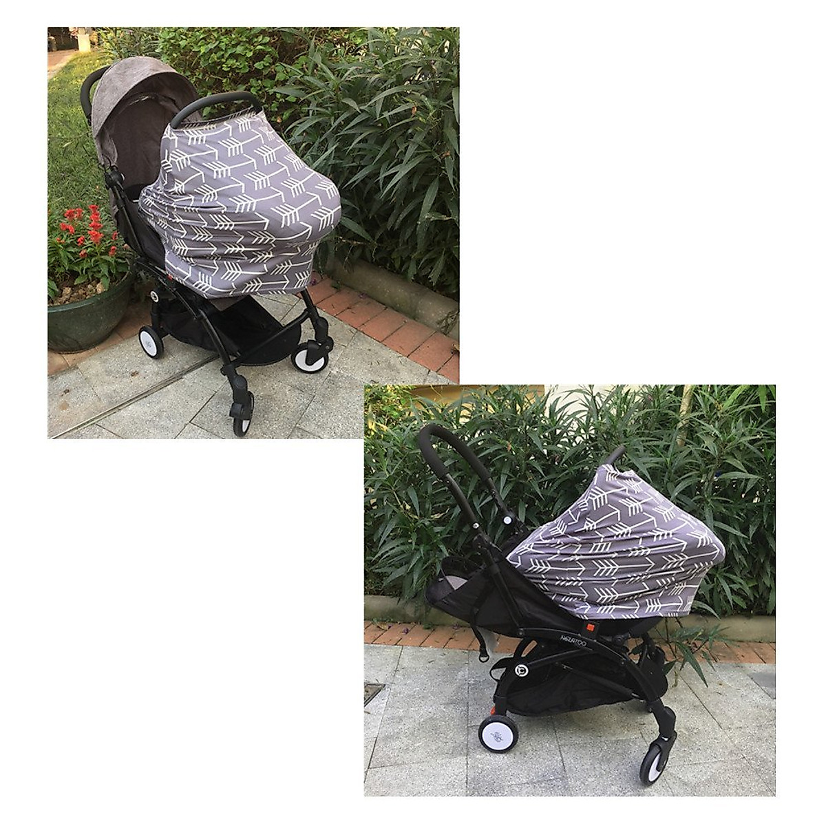 Nursing Cover for Babies Versatile Baby Car Seat Cover for Newborn Grey with White Arrow