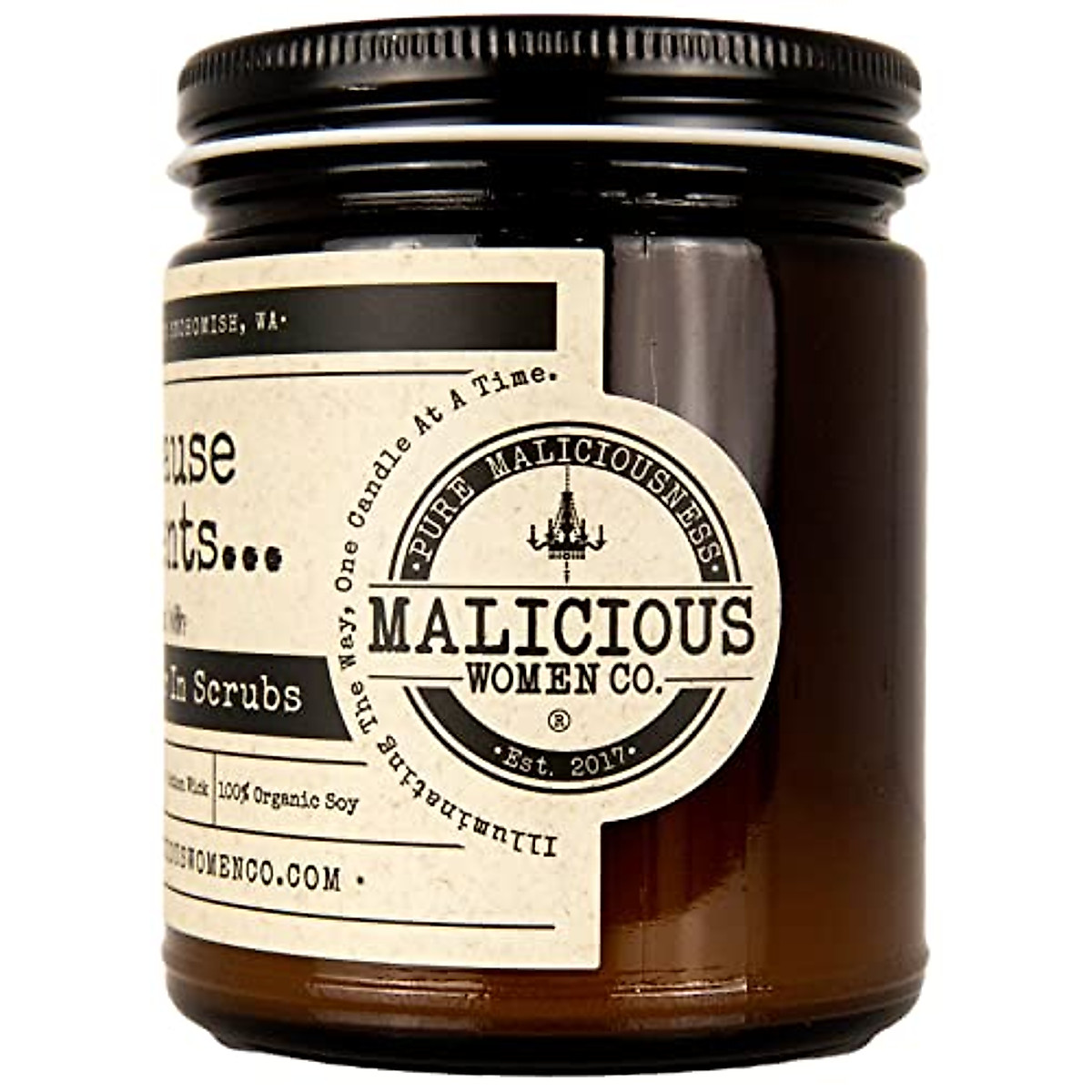MMalicious Women Candle Co - Because Patients…, Lemon Drop Martini Infused with Happy Hour in Scrubs, All-Natural Soy Candle, 9 oz.