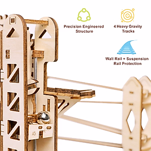 ROKR Marble Run 3D Wooden Puzzles Model Building Kits for Adults - Educational Project Brain Teaser, DIY Crafts for Adults & Kids (Ladder)