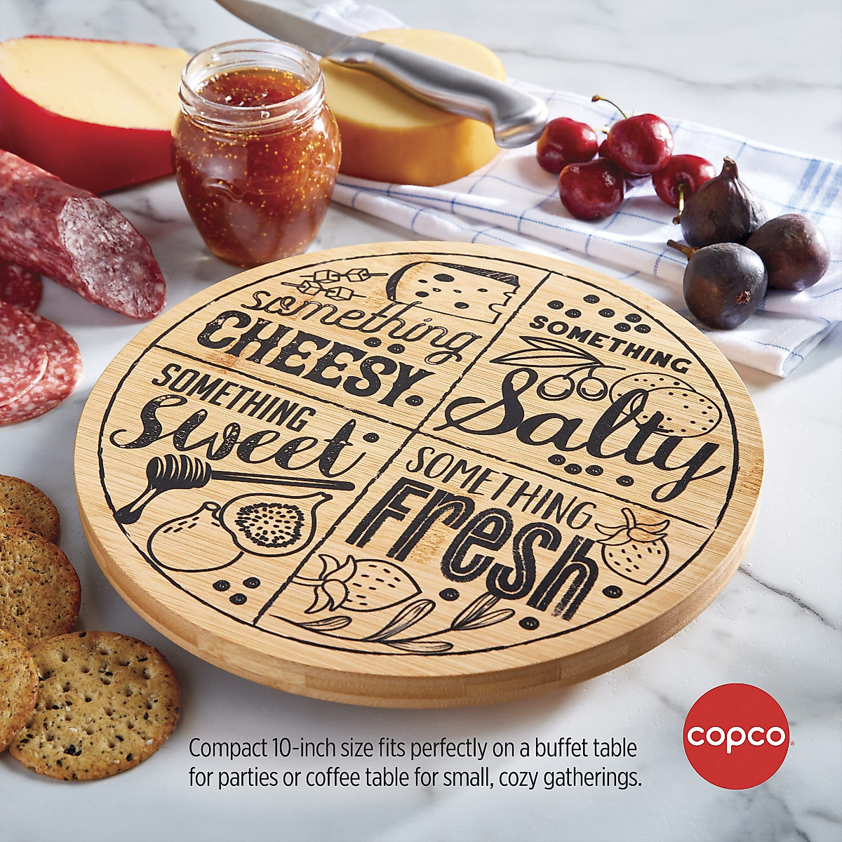 Copco Bamboo Charcuterie Lazy Susan, 10 Inch, Bamboo