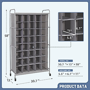 STORAGE MANIAC Shoe Cubby Organizer, Free Standing Shoe Cube Rack for Entryway, Bedroom, Apartment, Closet, 40-Cube Gray