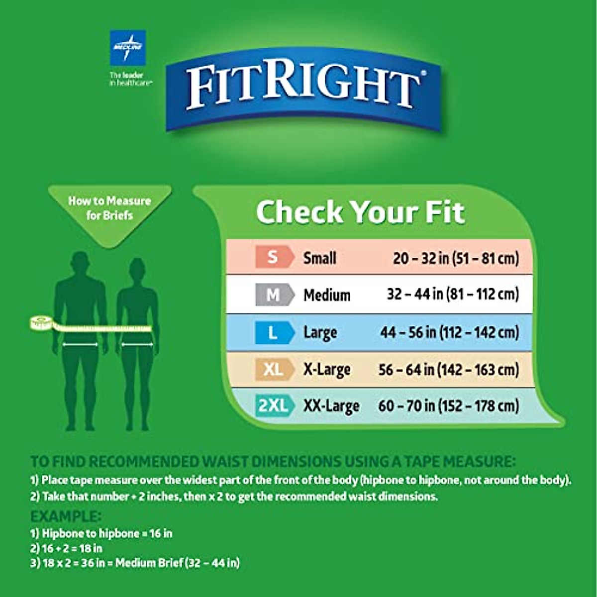 FitRight OptiFit Extra+ Adult Diapers with leak stop guards, Disposable Incontinence Briefs with Tabs, Moderate Absorbency, Large, 44"-56", 20 Count (Pack of 4)