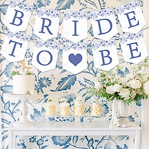 Bride To Be Banner, Blue Floral Bachelorette Bridal Party Banner for Bachelorette Bridal Party Decorations & Decor