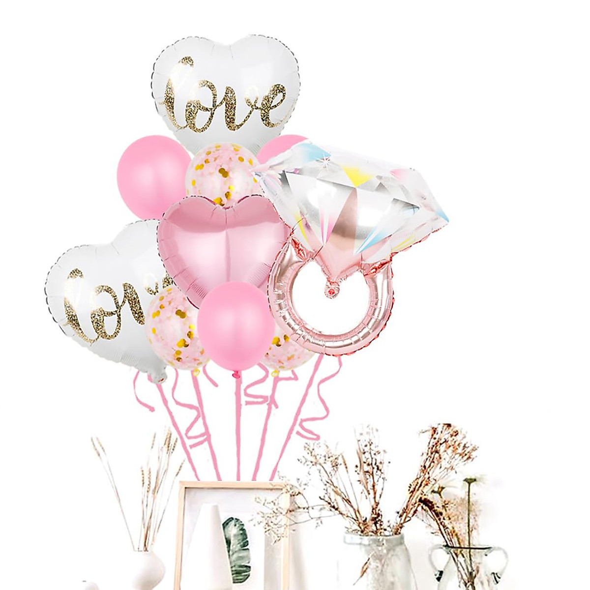 Morndew 10 PCS I Love You Foil Balloons for Valentine's Day Wedding Party Wedding Engagement Bridal Shower Decorations