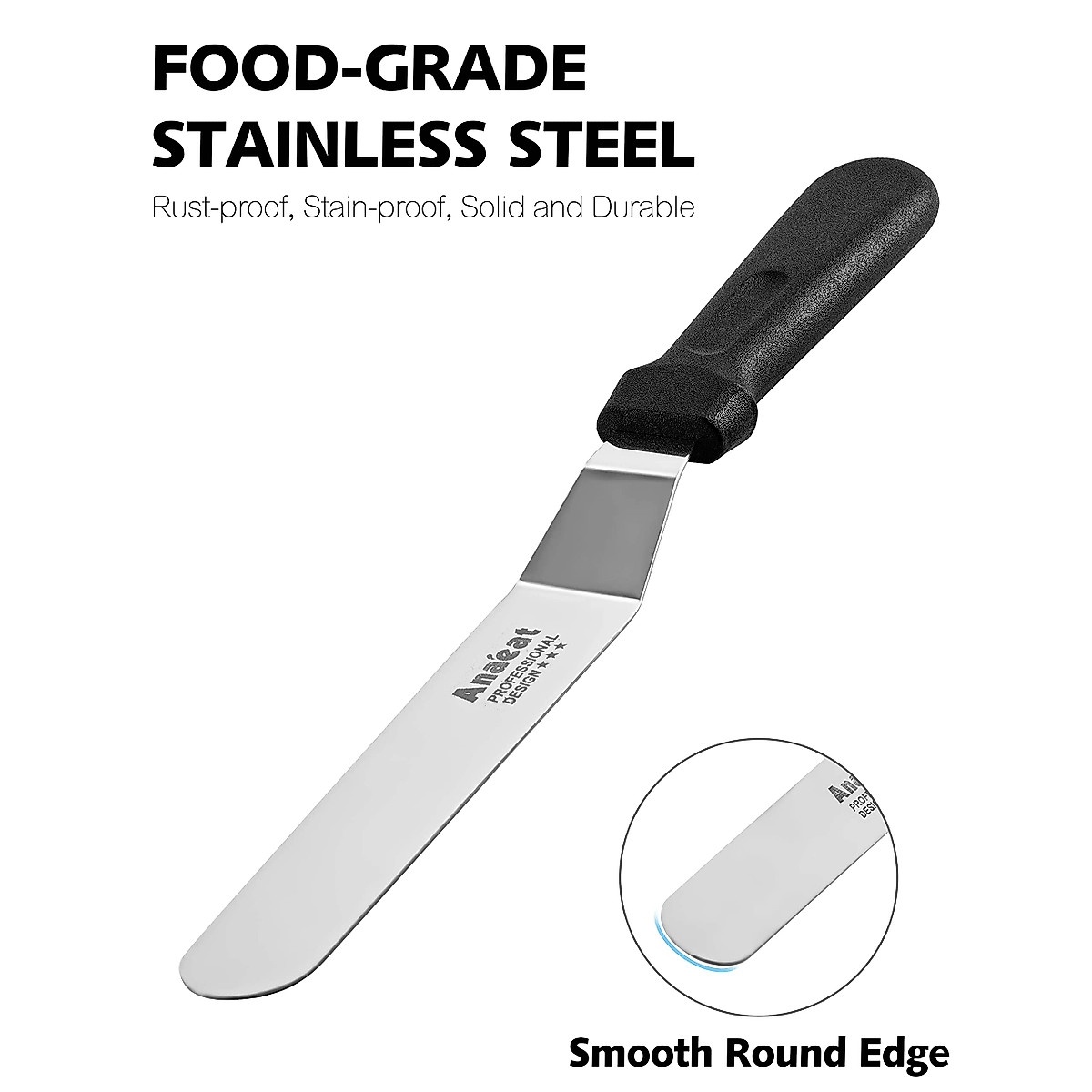 Anaeat Icing Spatula, Professional Cake Angled Offset Spatula with 6" Stainless Steel Blade - Thickened Frosting Knife with Durable Plastic Handle for Cake Decorating, Pastry & Baking