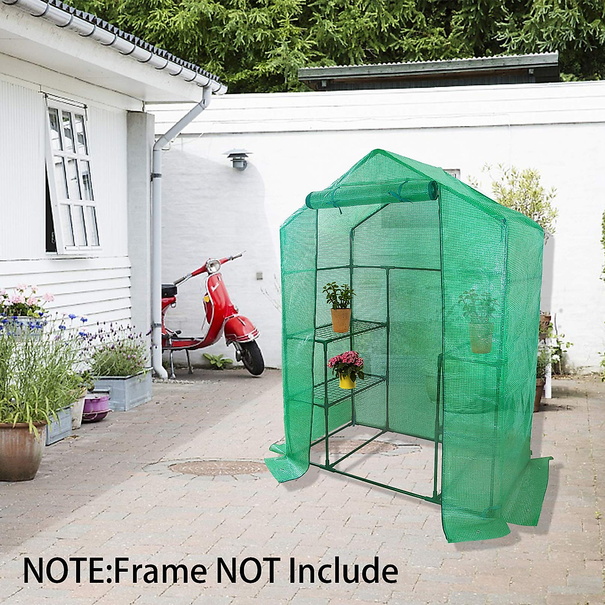 Walk-in Greenhouse Replacement Cover with Roll-Up Zipper Door-56x29x76 Inch PE Plant Gardening Greenhouse Cover for Gardening Plants Cold Frost Protection Wind Rain Proof (Frame NOT Include)